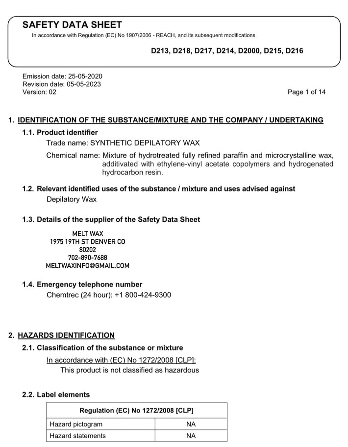 MSDS Sheets – melt-wax.com